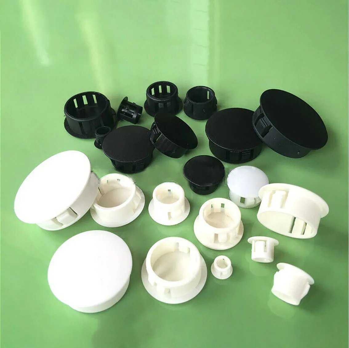 2-10pcs-Black-White-Round-Plastic-End-Cap-Pipe-Connector-Plug-Package ...