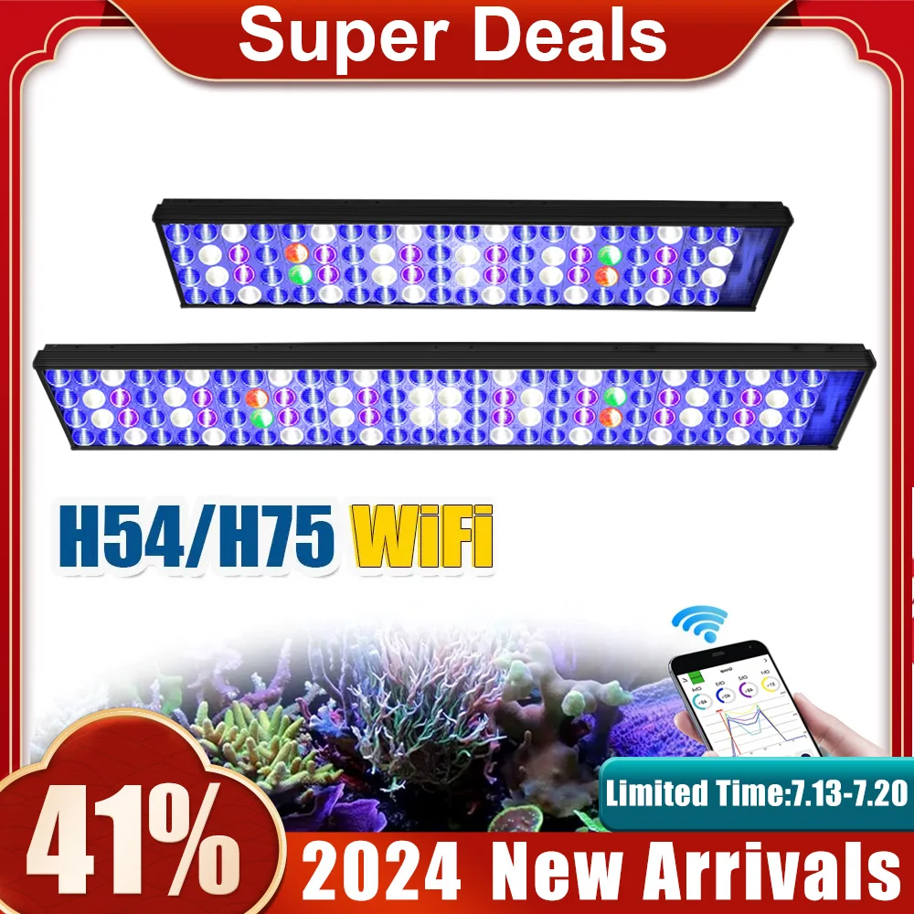 NEW-PopBloom-WiFi-Led-Aquarium-Light-Full-Spectrum-Marine-Aquarium-Lamp ...