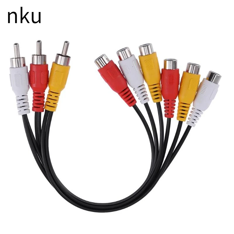 Nku 0.25m Audio Video Extension Cable 3 Rca Male Jack To 6 Rca Female ...