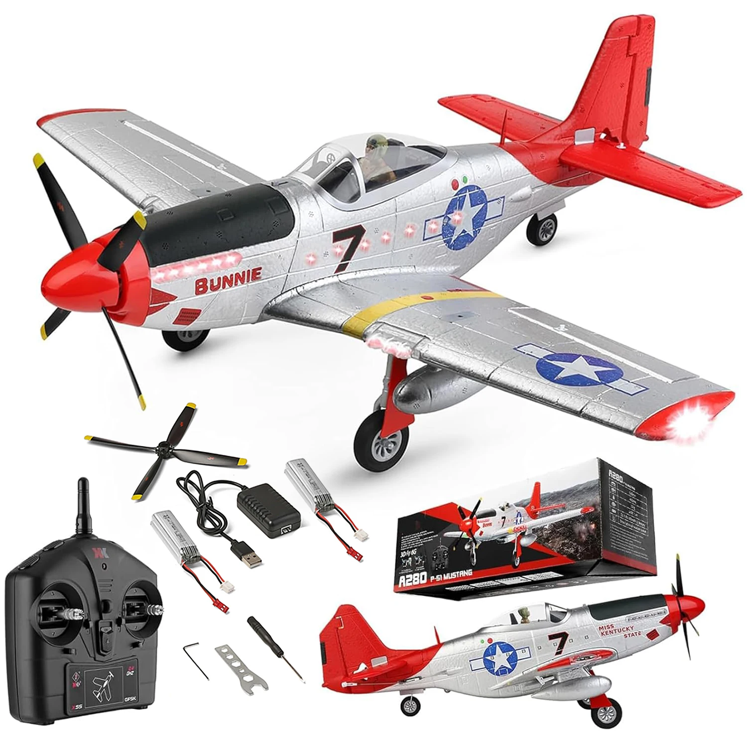 WLtoys XK A280 A160 2560MM P51 P51D RC Aircraft Mustang 4CH Aerobatic ...