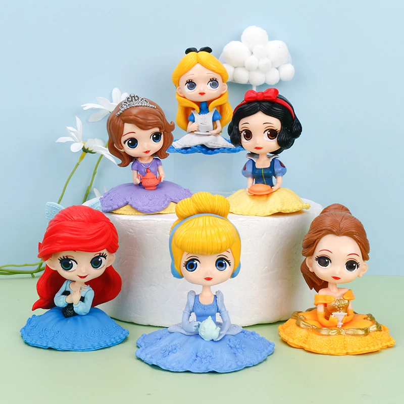 9cm 6 Types Disney Snow White Sofia Alice Belle Mermaid Aurore Princess ...