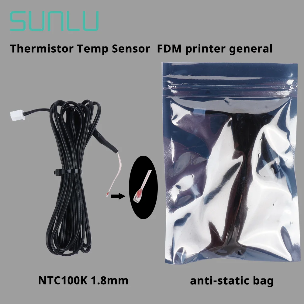 SUNLU 3D Thermistor Temp Sensor FDM Printer General NTC100K 1.8mm Glass ...
