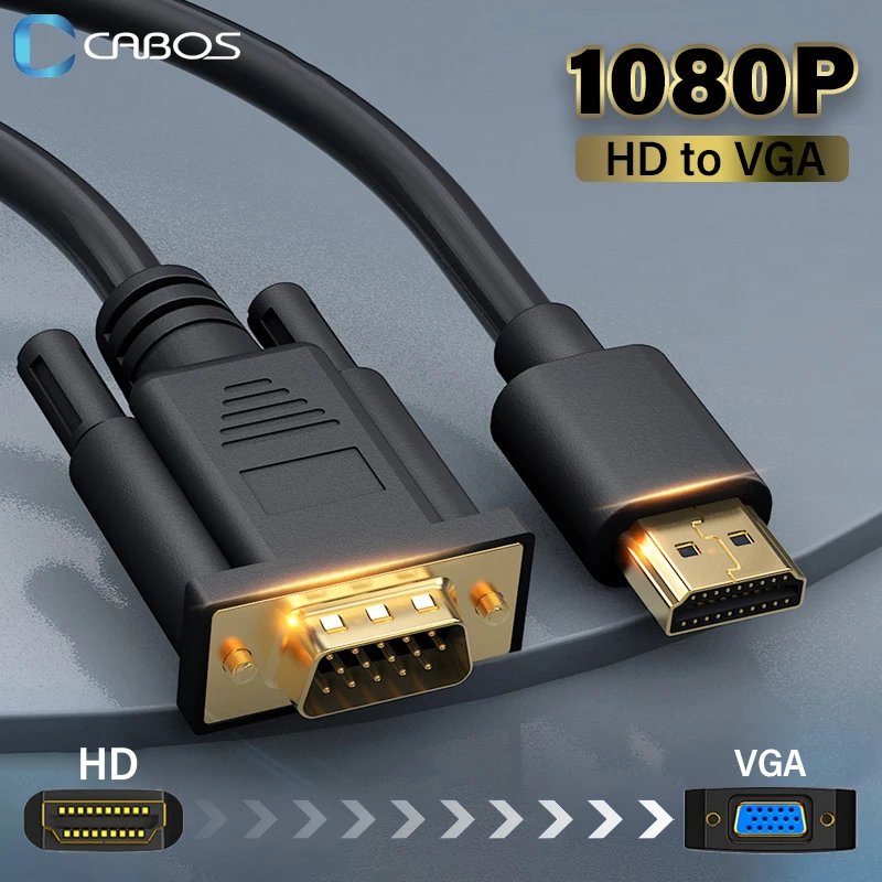 1080P VGA Adapter Cable HDMI-Compatible TO VGA Converter Video Audio ...
