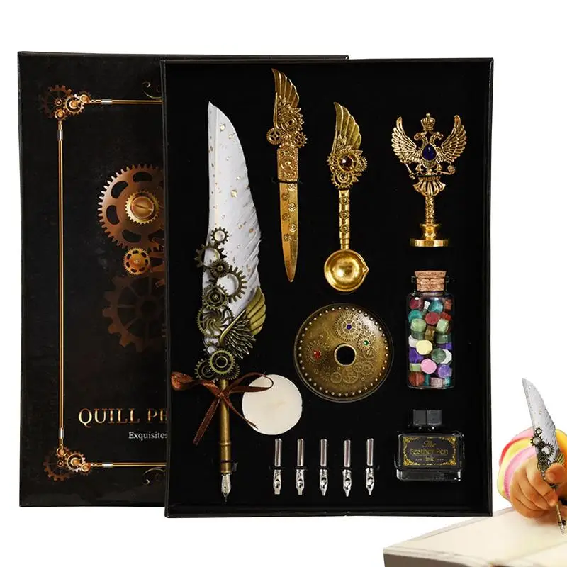 Quill-Pen-Set-Stationery-Kit-Calligraphy-Pen-Set-With-Ink ...