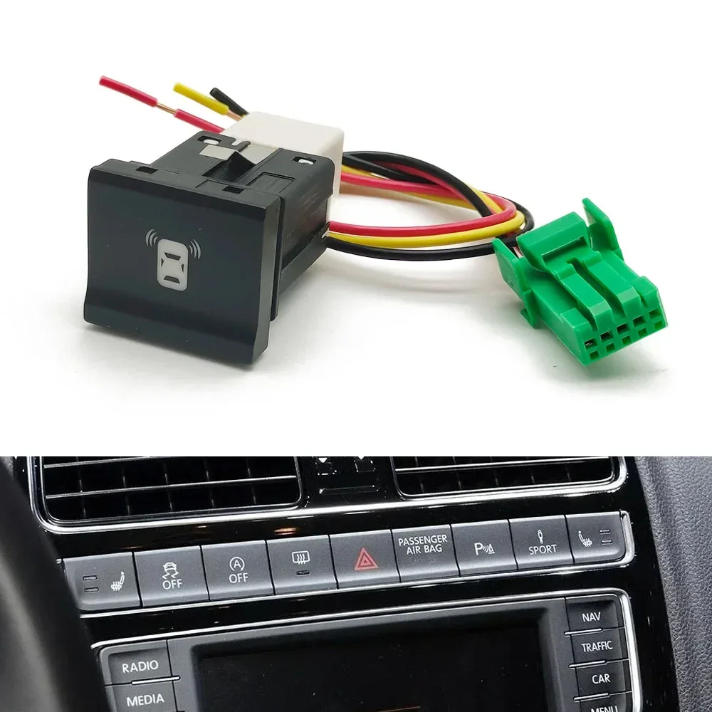 1PC Car LED Light Power Radar Switch Button with Connection Wire For VW ...