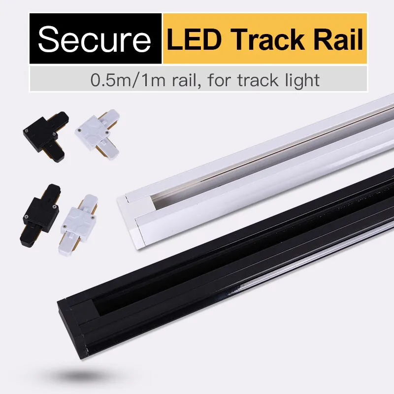 LED Track Light Rail 0.5M 1M Aluminum 2 Wire Electrified Rails With ...