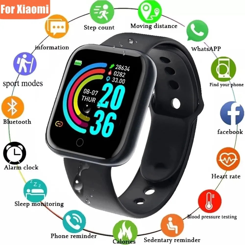 Y68 Adult Smart Watch Bluetooth Fitness Tracker Sports Watch Heart Rate ...