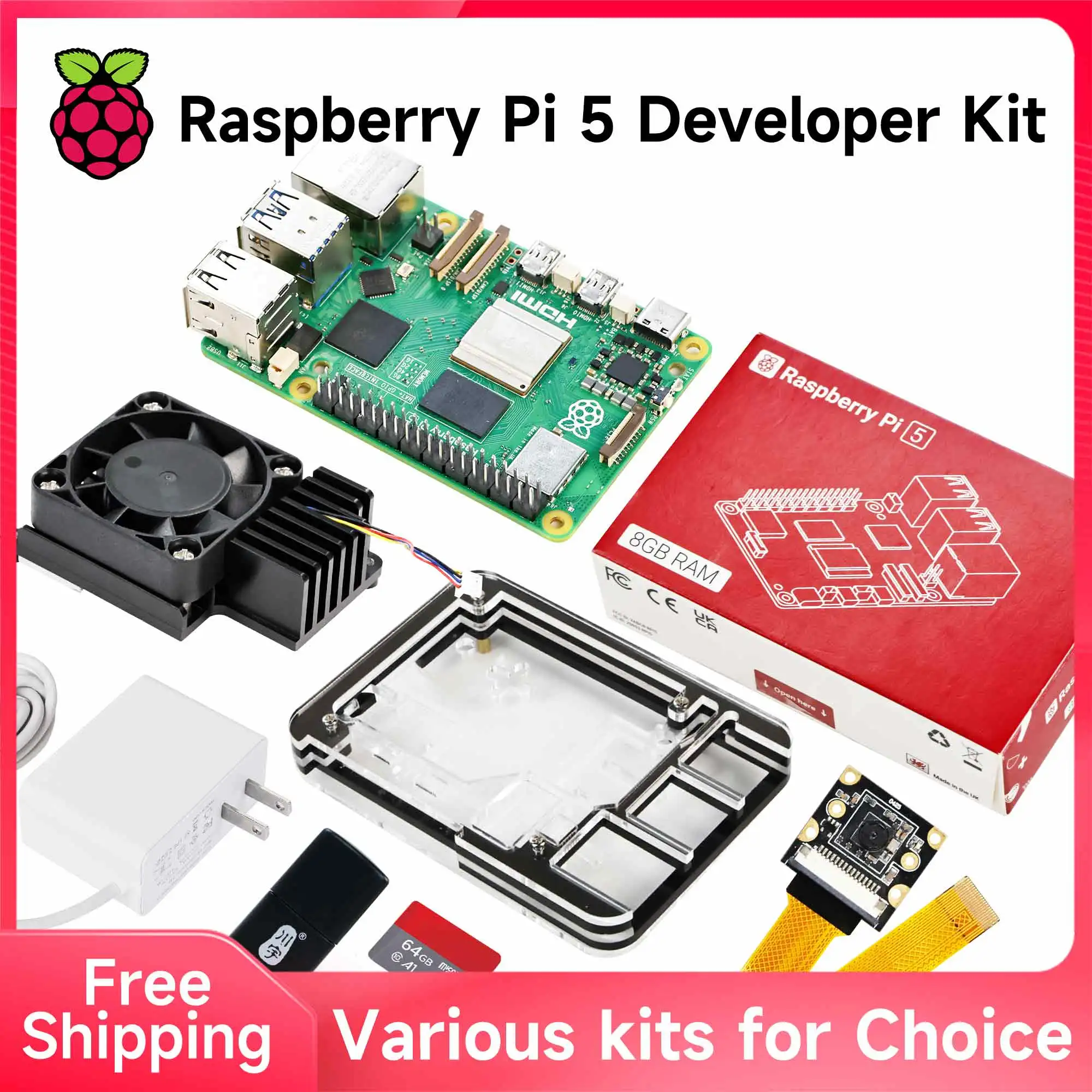 Raspberry-Pi-5-Development-Board-Kit-4GB-8GB-de-RAM-Cortex-A76-Caso ...
