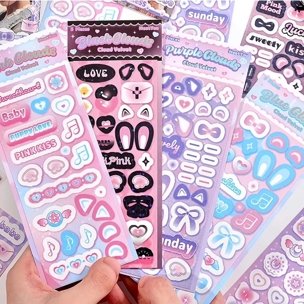 3PCS-Kawaii-Korean-Deco-Sticker-Pack-Cute-Colorful-Stickers-for-Kpop ...