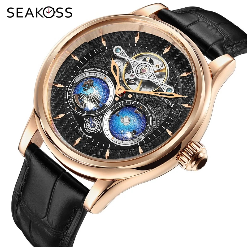 SEAKOSS-Mens-Military-Automatic-Mechanical-Watches-Double-Earth-World ...