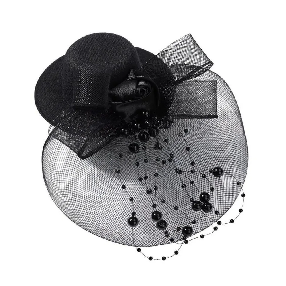 Elegant Mesh Top Hat Bow Vintage Organza Hats Bride Fascinators for ...