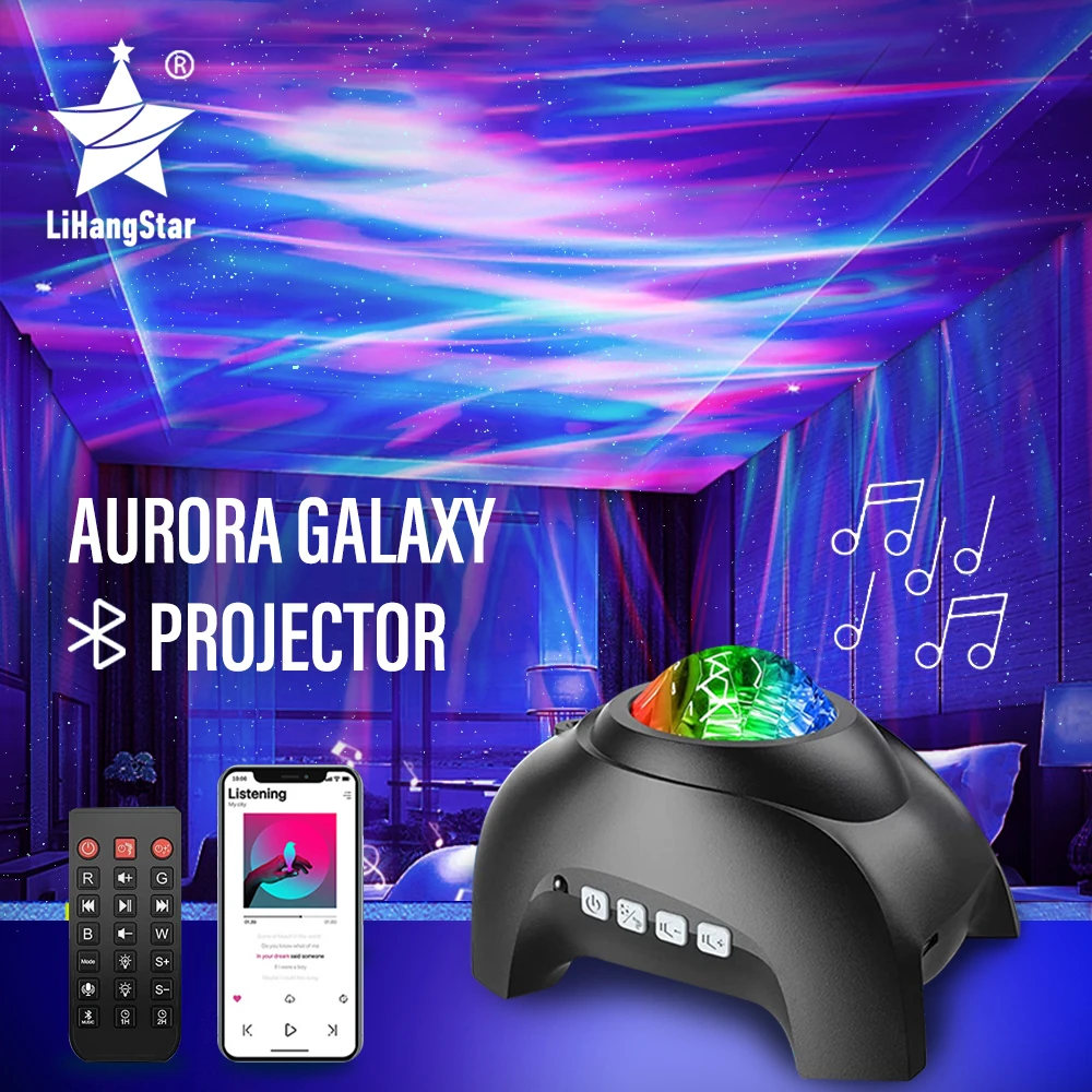 LED Star Projector Bedroom Aurora Projection Night Light Bluetooth ...