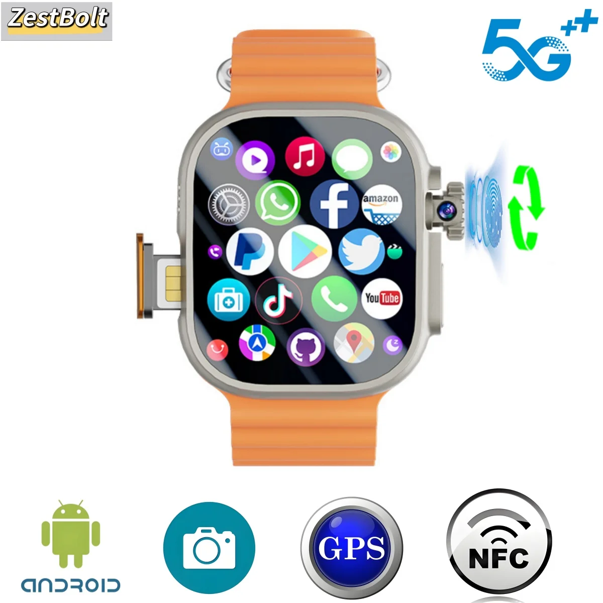 Dw100 pro + smartwatch touch id 5g lte android relógio inteligente com ...