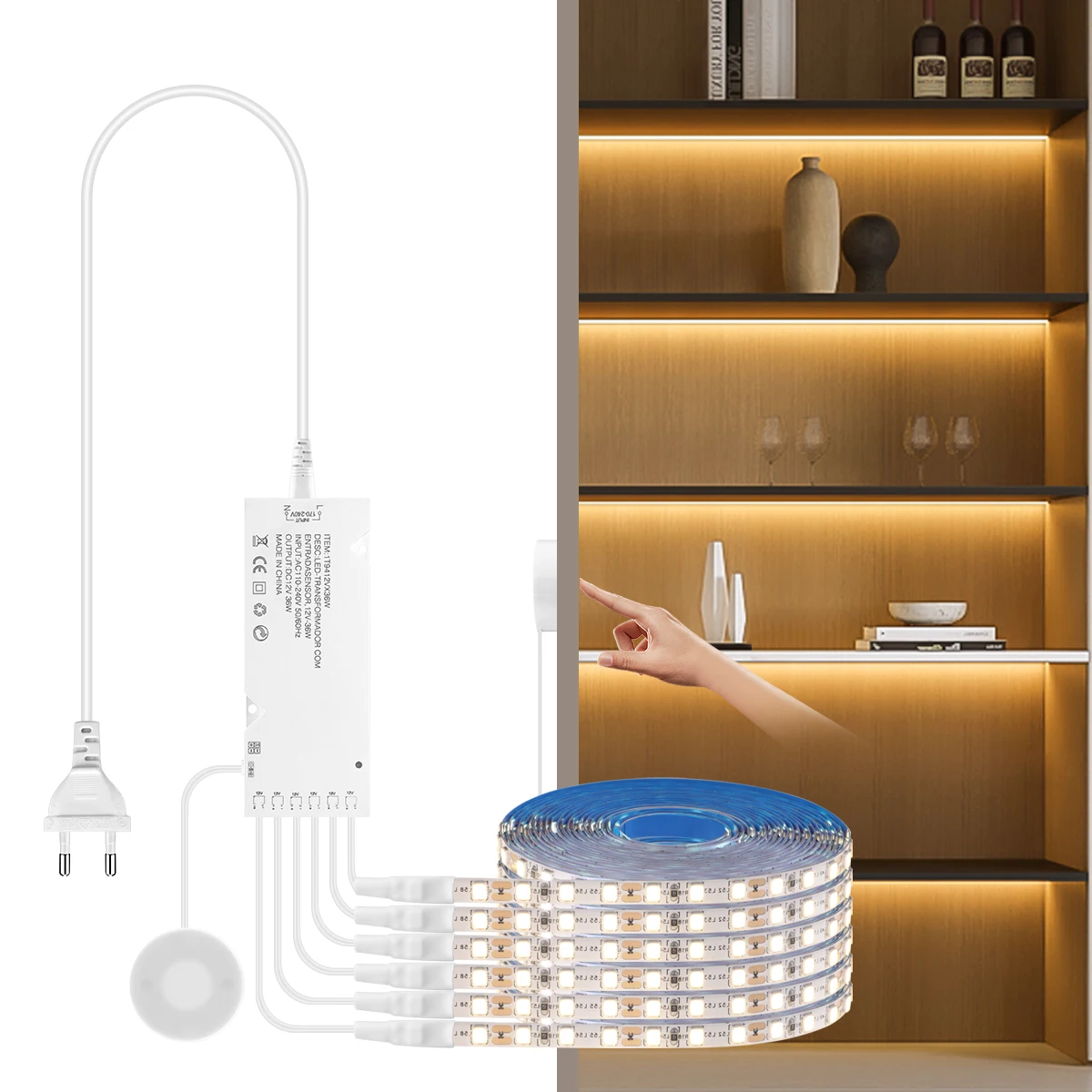 Multi-Lamp-Parallel-LED-Strip-Lights-Adhesive-Cuttable-Touch-Switch ...