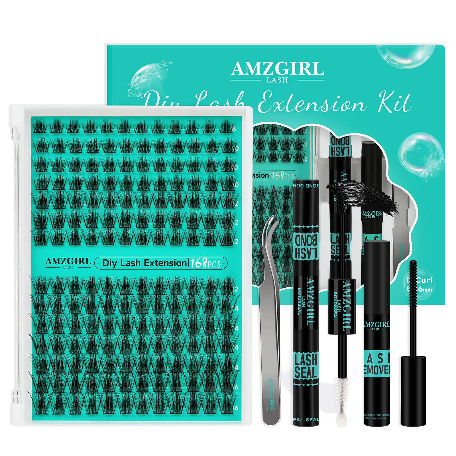 AMZGIRL-LASH-168pcs-DIY-Eyelashes-Kit-Cluster-Lashes-D-Curl-Waterproof ...