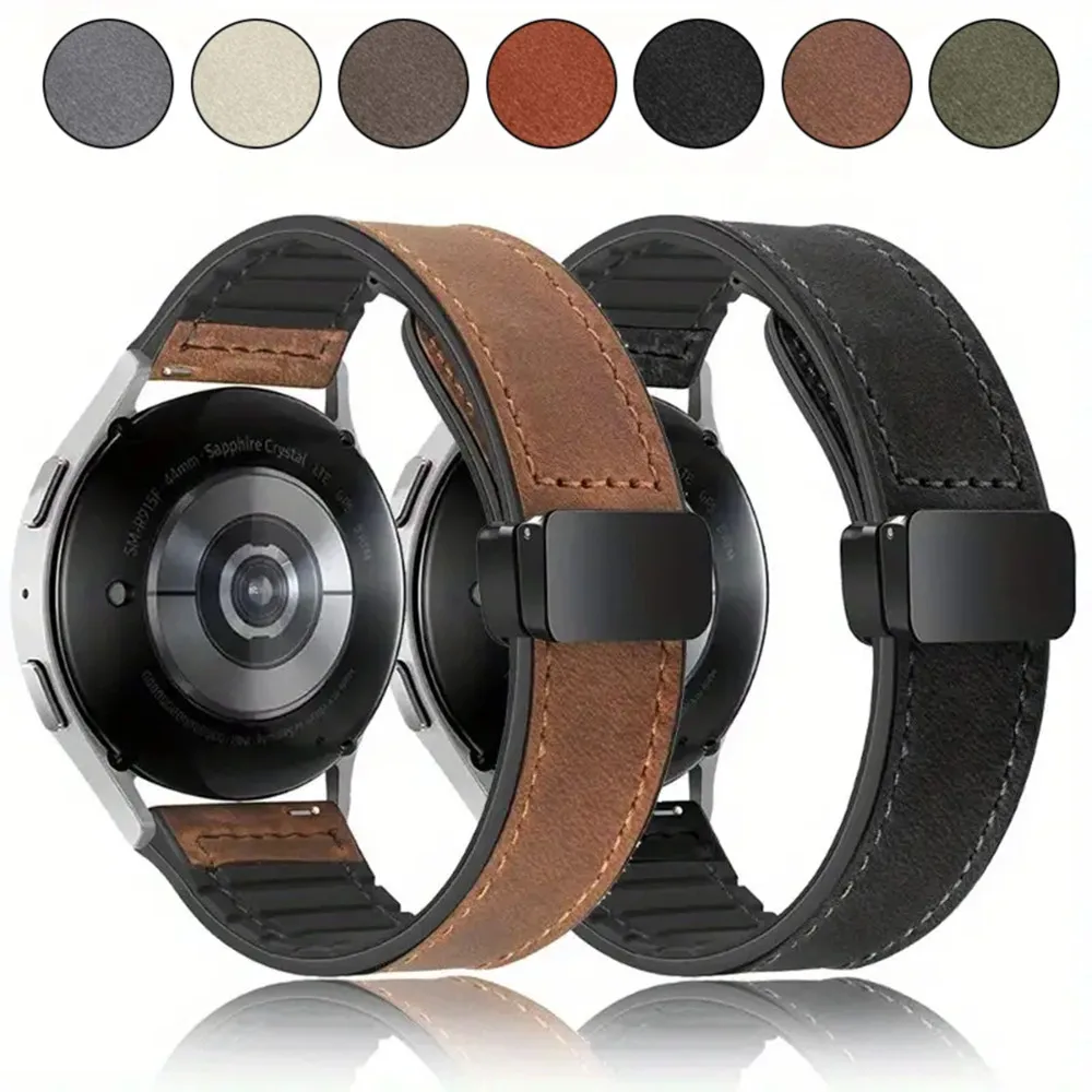 Leather+Silicone Strap For xiaomi huawei Samsung Galaxy Watch6/5/4/3 ...