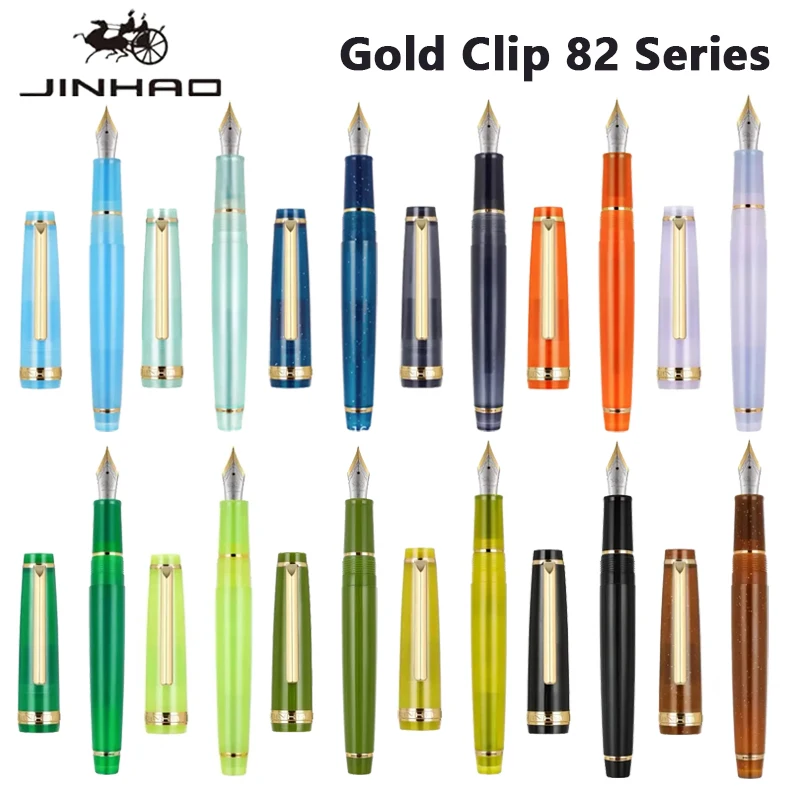 Jinhao 82 Fountain Pen Golden Clip EF/F/M Nib Acrylic Ink Pen Luxury ...