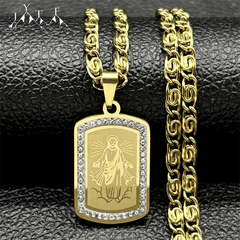 Collar con colgante de medalla de Cristo Jesús para mujeres y hombres ...