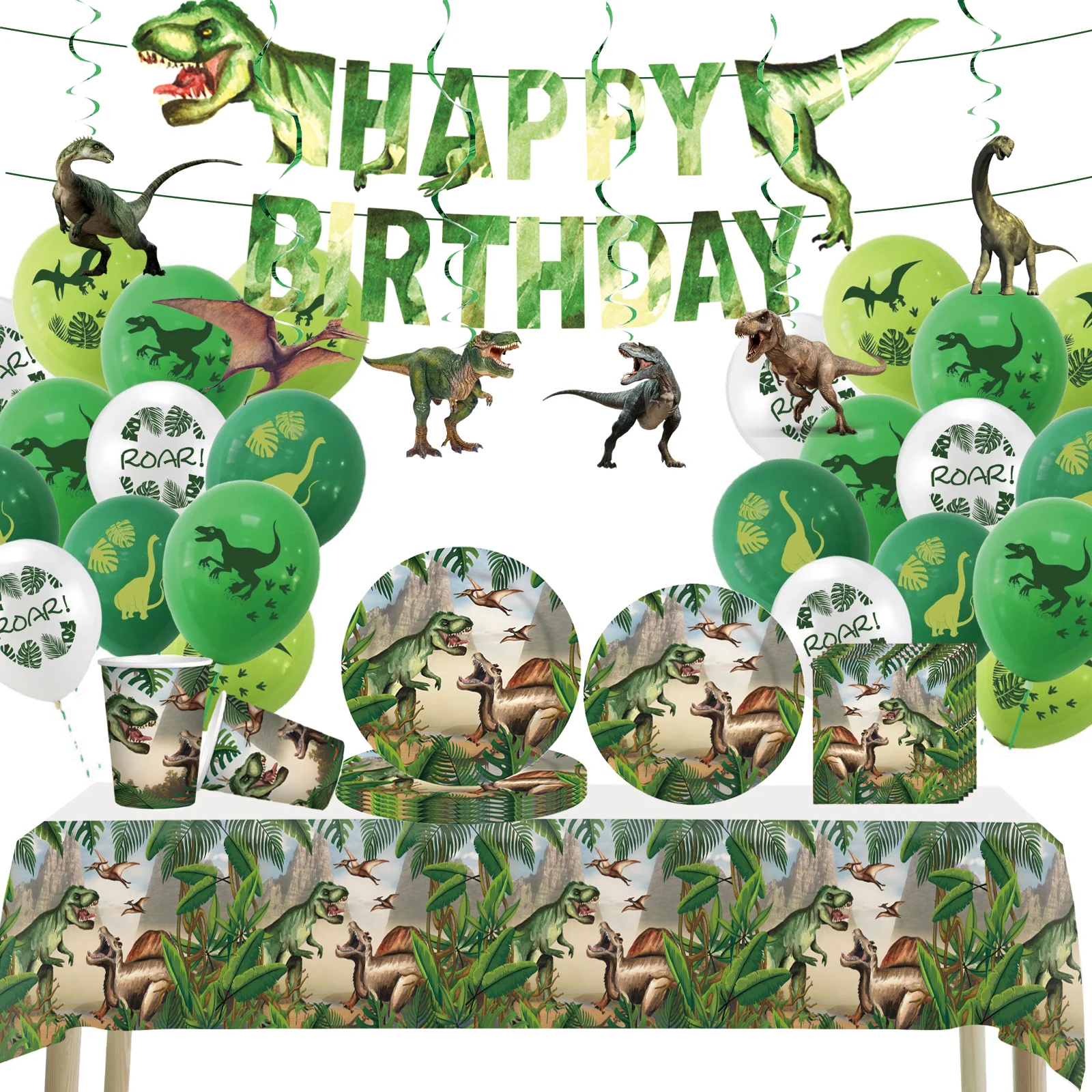 Decoraciones de fiesta de cumpleaños de niño con temática de dinosaurio jurásico, Pancarta ...