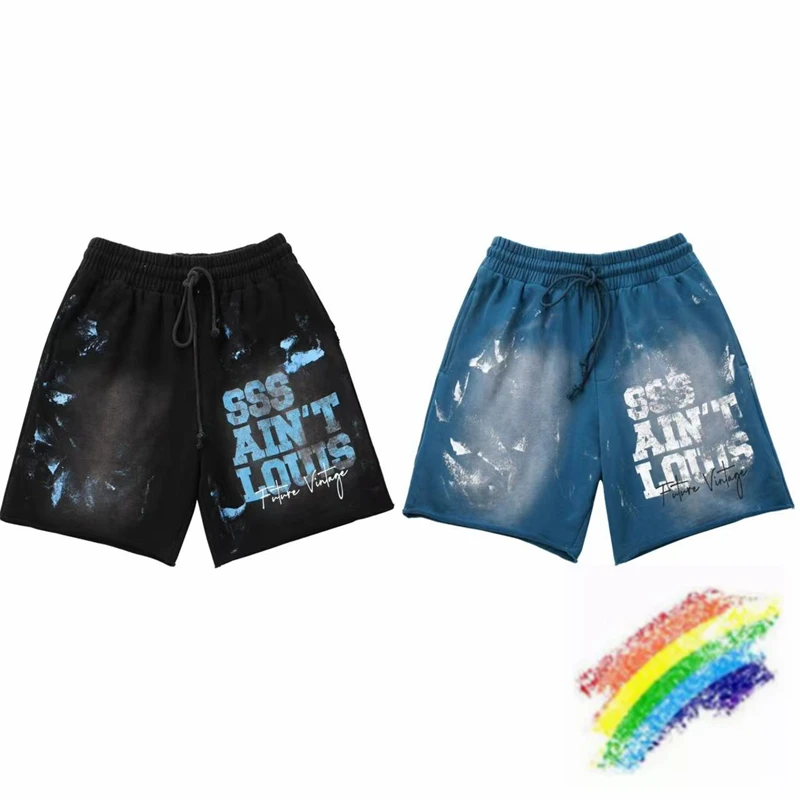 Washed-Saint-Louis-Graffiti-Shorts-Men-Women-Best-Quality-Handcrafted ...