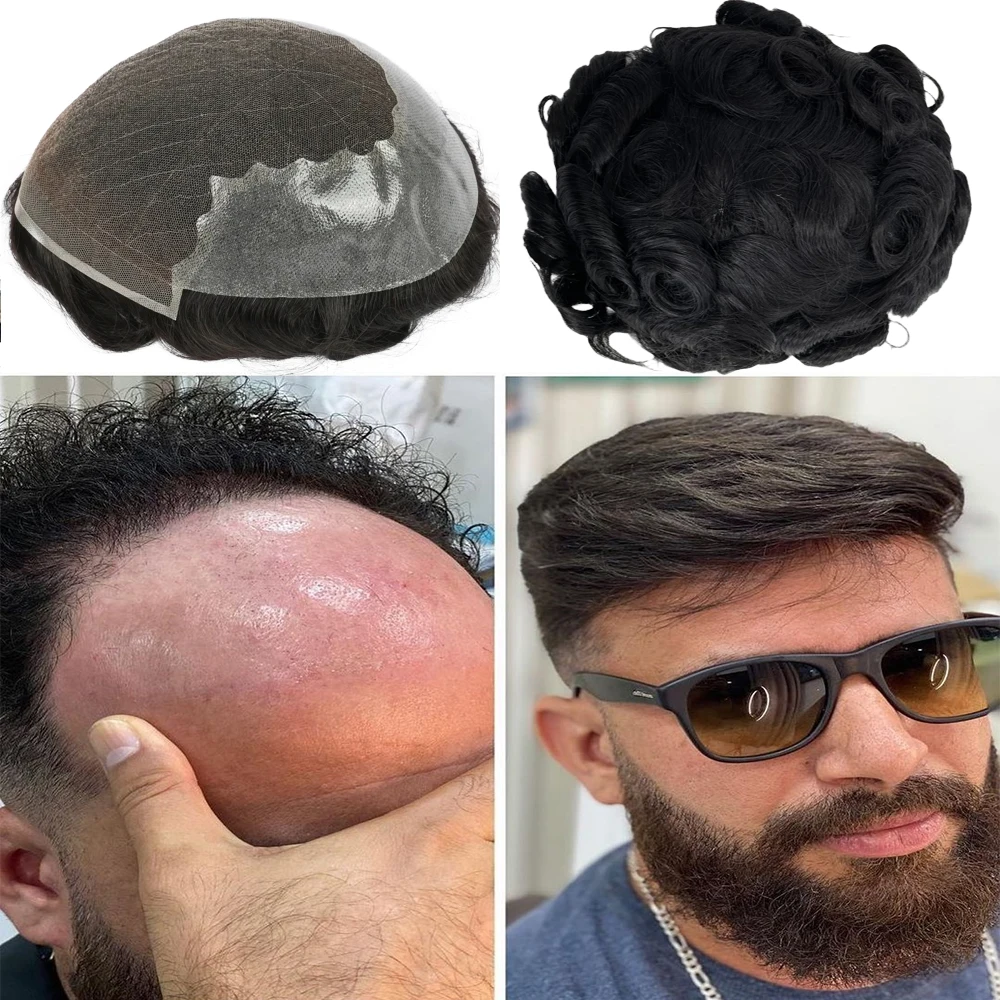 Toupee for Men Human Hair Wigs Men Toupee Q6 Prosthesis Units Patch ...