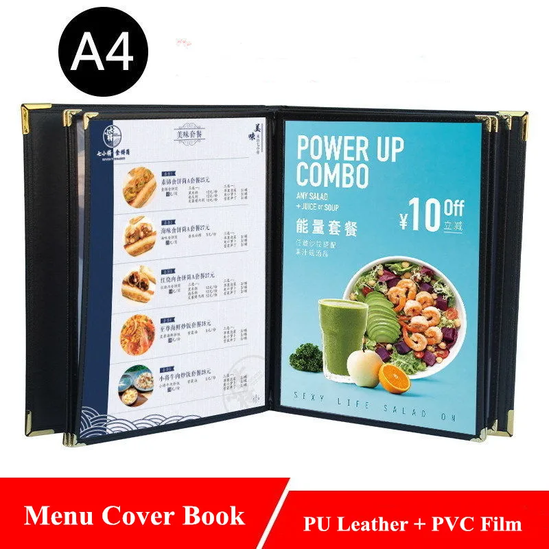 2 Pieces A4 PU Leather 6 Pages 12 Views Restaurant Drink Bar Kitchen ...