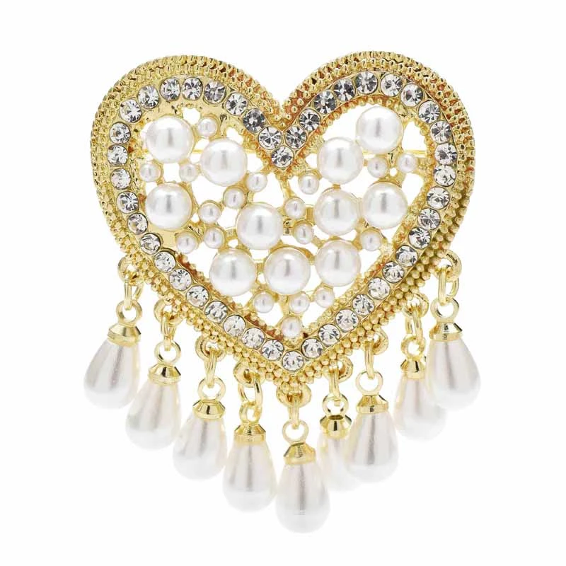 Love Heart Rhinestone Brooch | Women Brooch Heart Brooches | Alloy ...