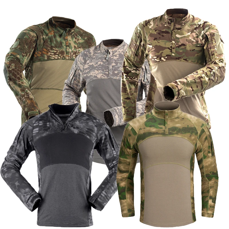 Men's Tactical Camouflage Shirt Long Sleeve Breathable Fast Dry Outdoor ...