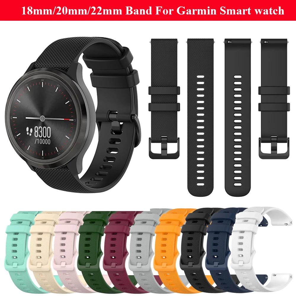 18mm Original Silicone Watch Band for Garmin Venu 2S/Garmin vivomove 3S ...