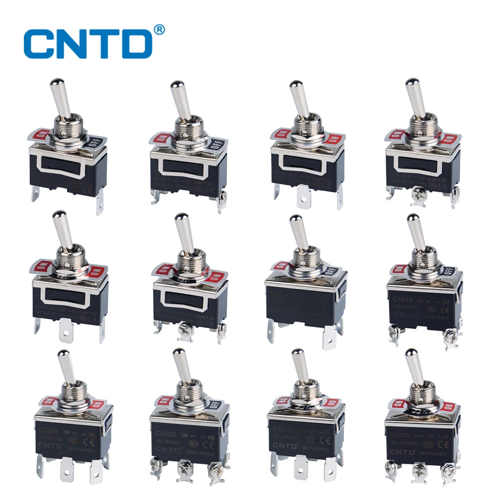 CNTD-Self-locking-Toggle-Switch-15A-250VAC-C5-Series-Single-Pole-Double ...