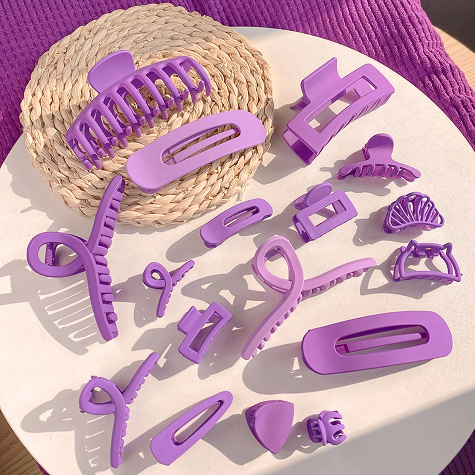 1 Pc Women Fashion Purple Hair Claw Girls Clamps Resin Hair Crab Cross ...