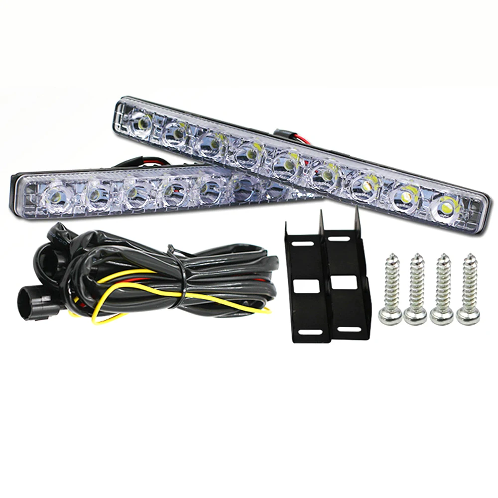 2x-36W-LED-DRL-Daytime-Running-Light-9-LED-12V-Auto-Day-Light-White ...