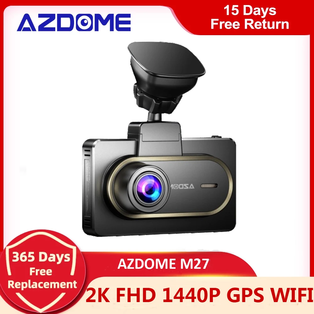 Azdome Dash Cam M27 Car Dvr 2k Resolution Fhd 1440p Built-in Gps Wifi ...