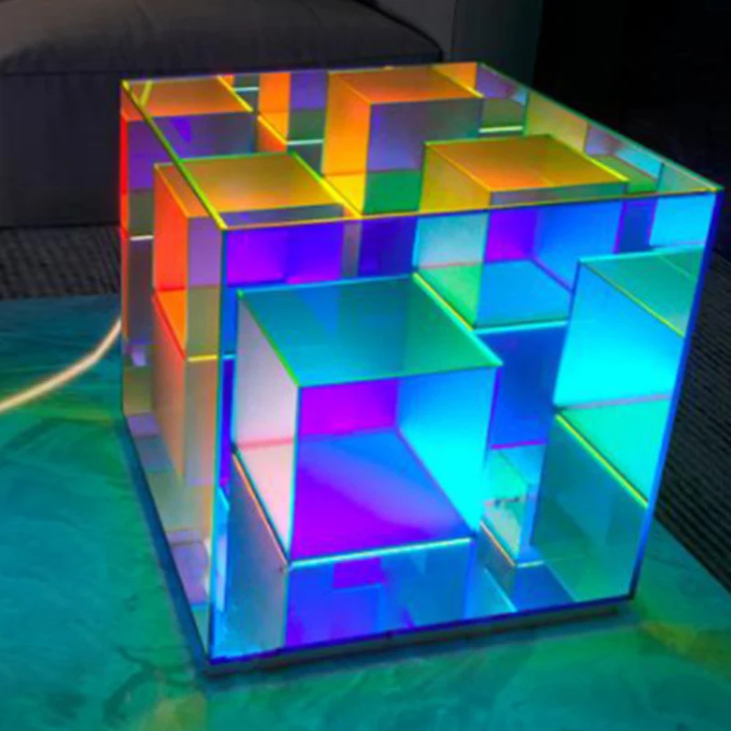 Magic Cube Lamp Crystal Bedroom Sofa Desktop Modern Minimalist RGB ...
