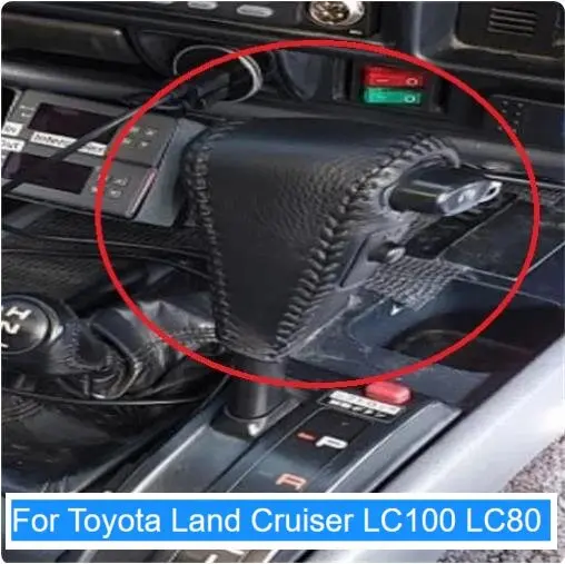 For Toyota Land Cruiser LC80 LC100 Car Gear Shift Knob handle Leather ...