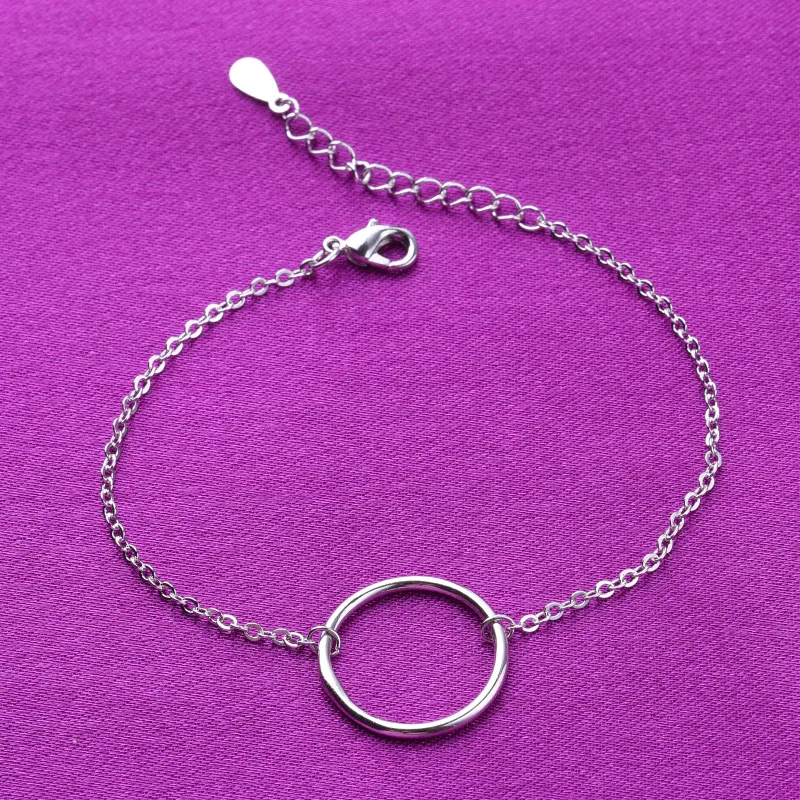 Sterling Silver Color Bracelets for Women Geometric CirclesCharm Female ...