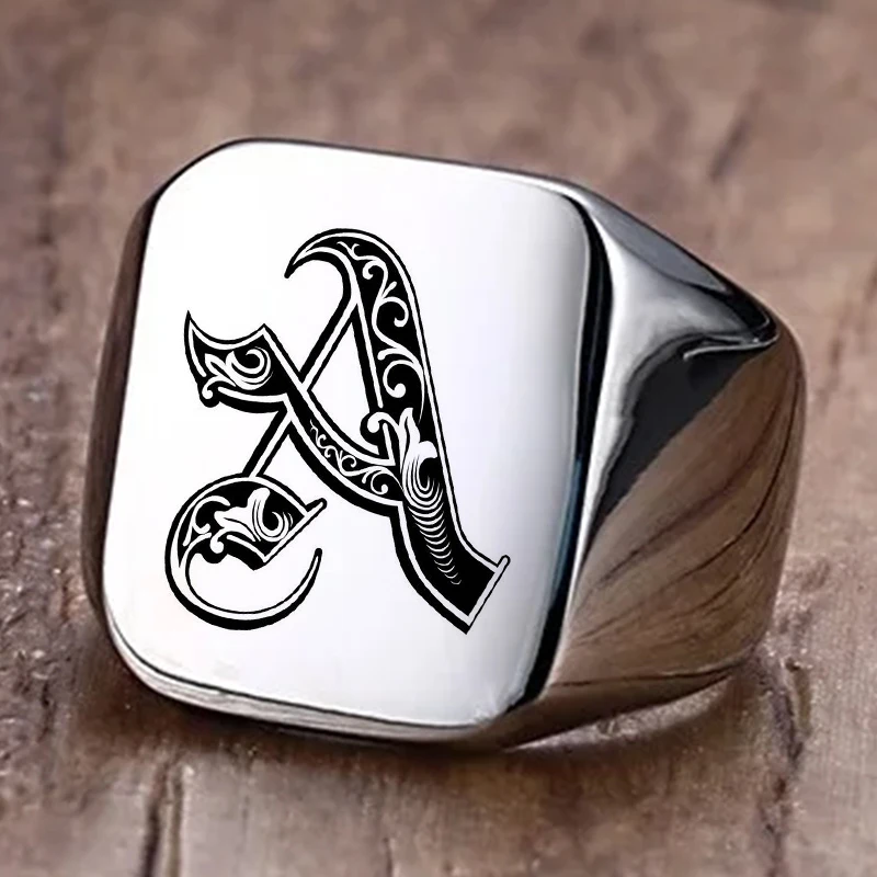 Retro-Initials-Signet-Ring-for-Men-14mm-Bulky-Heavy-Stamp-Male-Band ...
