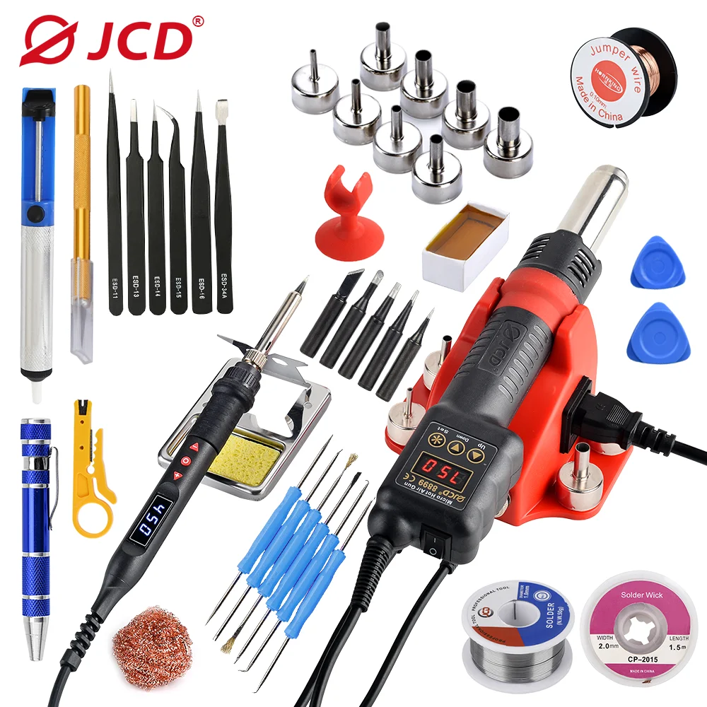 JCD 750W Soldering Station 2 in 1 Hot Air Rework Station With LCD Digital Display Soldering Iron ...
