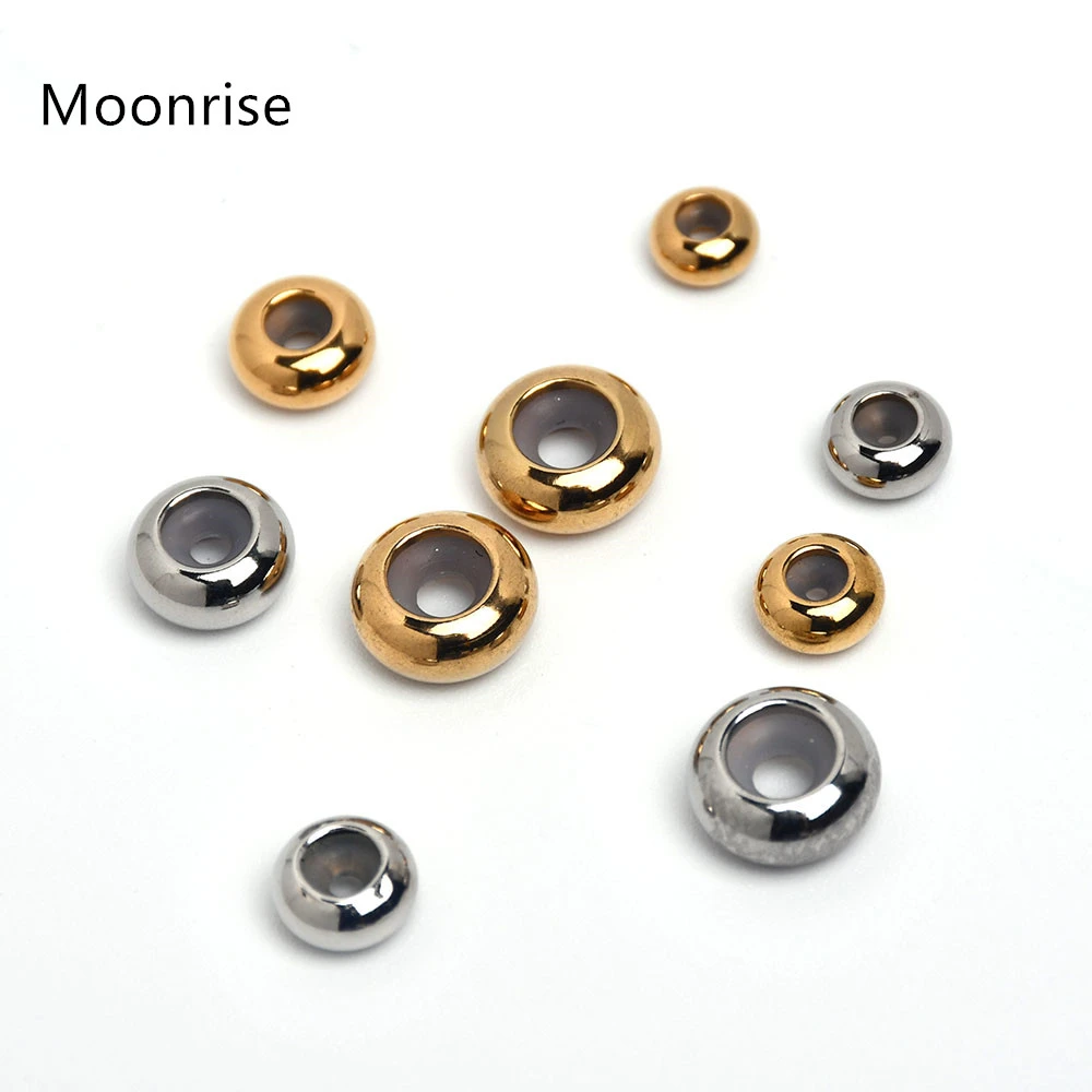 10Pcs Stainless Steel Stopper Spacer Beads Rubber Ring Insert For ...
