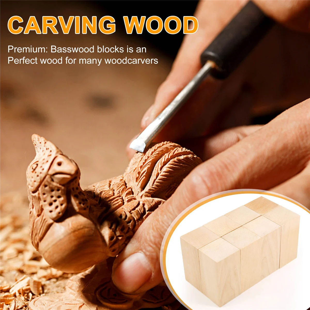 Wooden Blocks For Crafts 24Pcs Basswood Carving Blocks - Wood Whittling ...