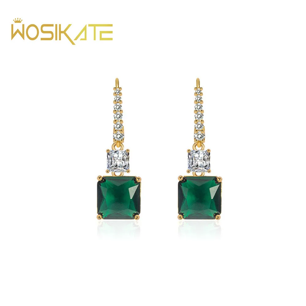 WOSIKATE-New-Arrivals-Korean-Vintage-Square-Emerald-Earrings-For-Women-925-Sterling-Silver-18K ...