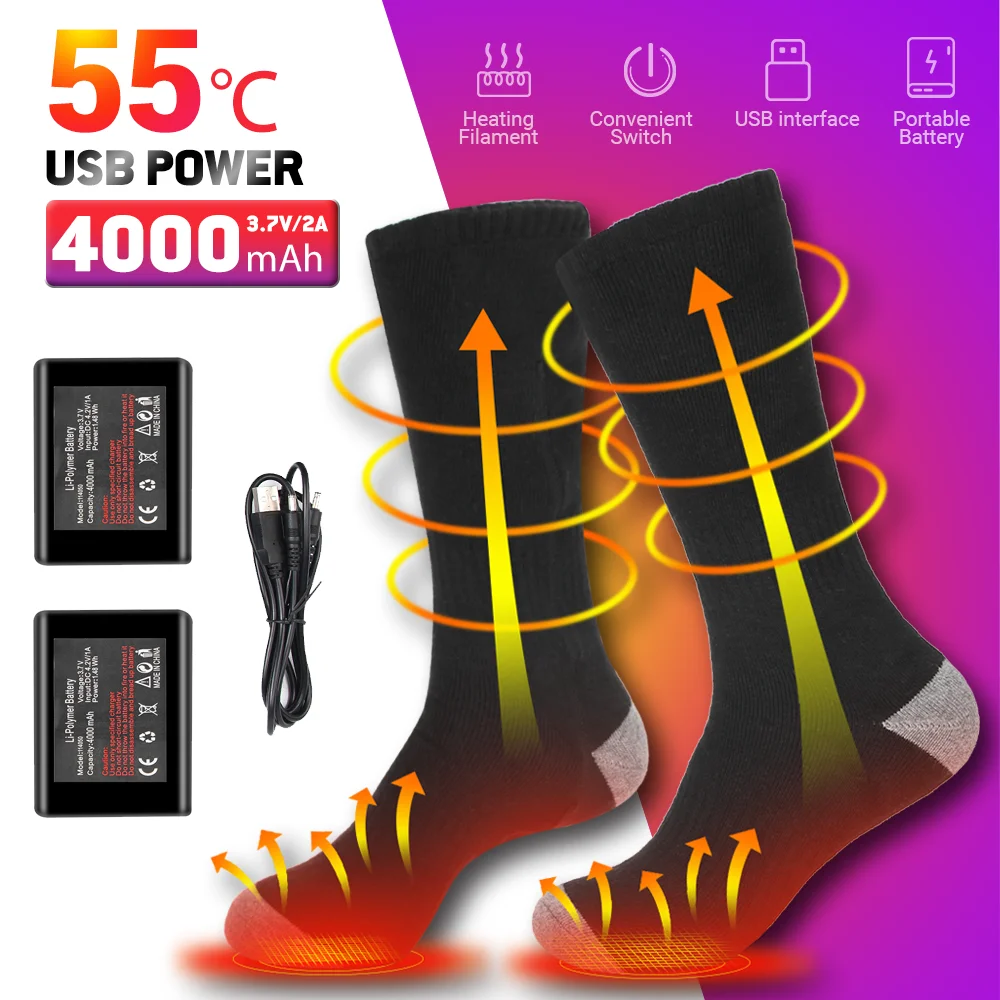 Calcetines calefactables recargables por USB, botas calefactables ...