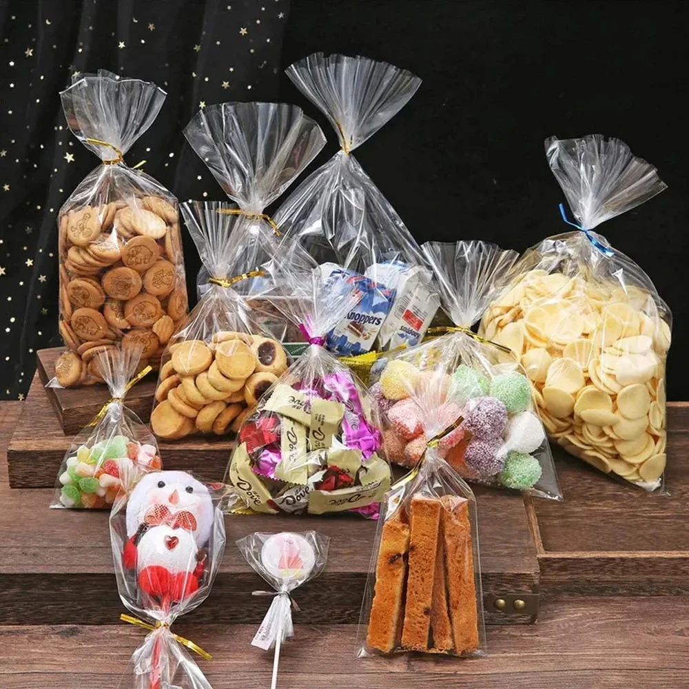100Pc-Transparent-Plastic-Bags-Candy-Lollipop-Cookie-Packaging-Clear ...