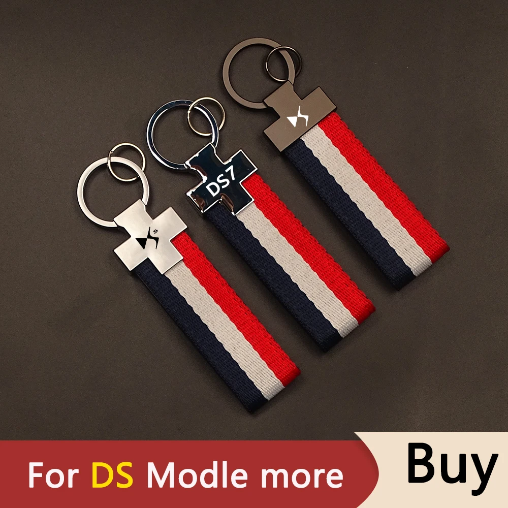 France-Flag-Metal-leather-webbing-Cross-Car-keychain-keyring-For-DS ...