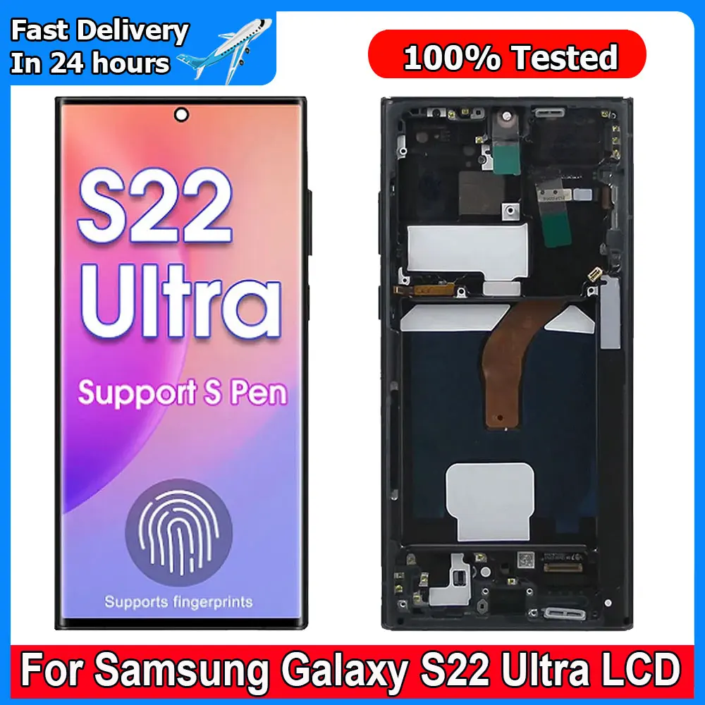 S22-Ultra-Screen-with-Frame-for-Samsung-Galaxy-S22-Ultra-5G-S908B-S908B ...