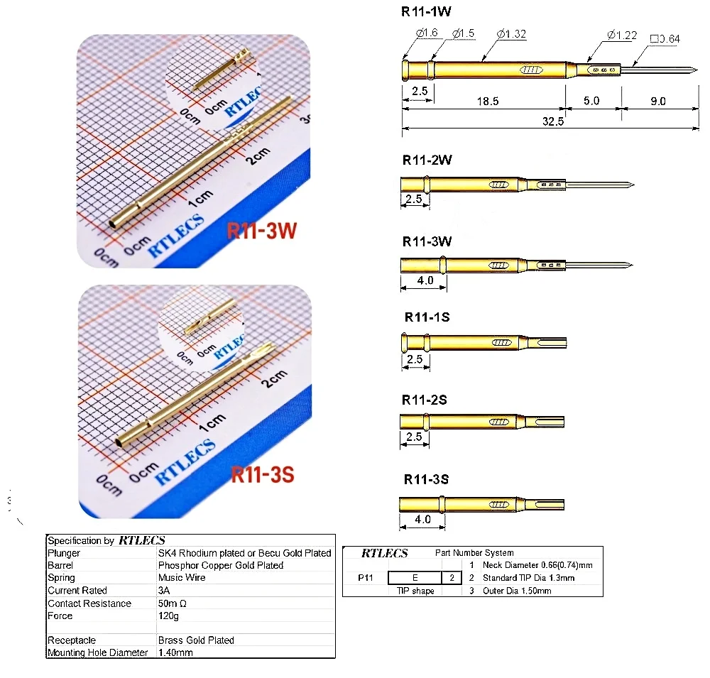 100 шт. подпружиненный голый тестовый зонд для сжигания печатных плат с ...