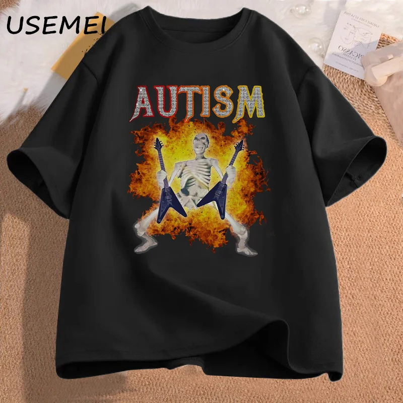 Autism-Funny-Skeleton-Meme-Men-s-T-shirt-Cotton-Mens-Clothing-Graphic ...