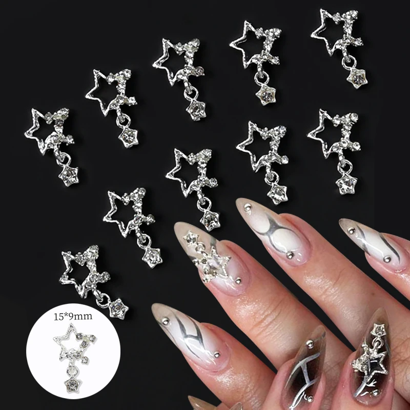 10pcs-Silver-Pentagram-Star-Nail-Art-Charm-Super-Shiny-Pendant-Nail ...