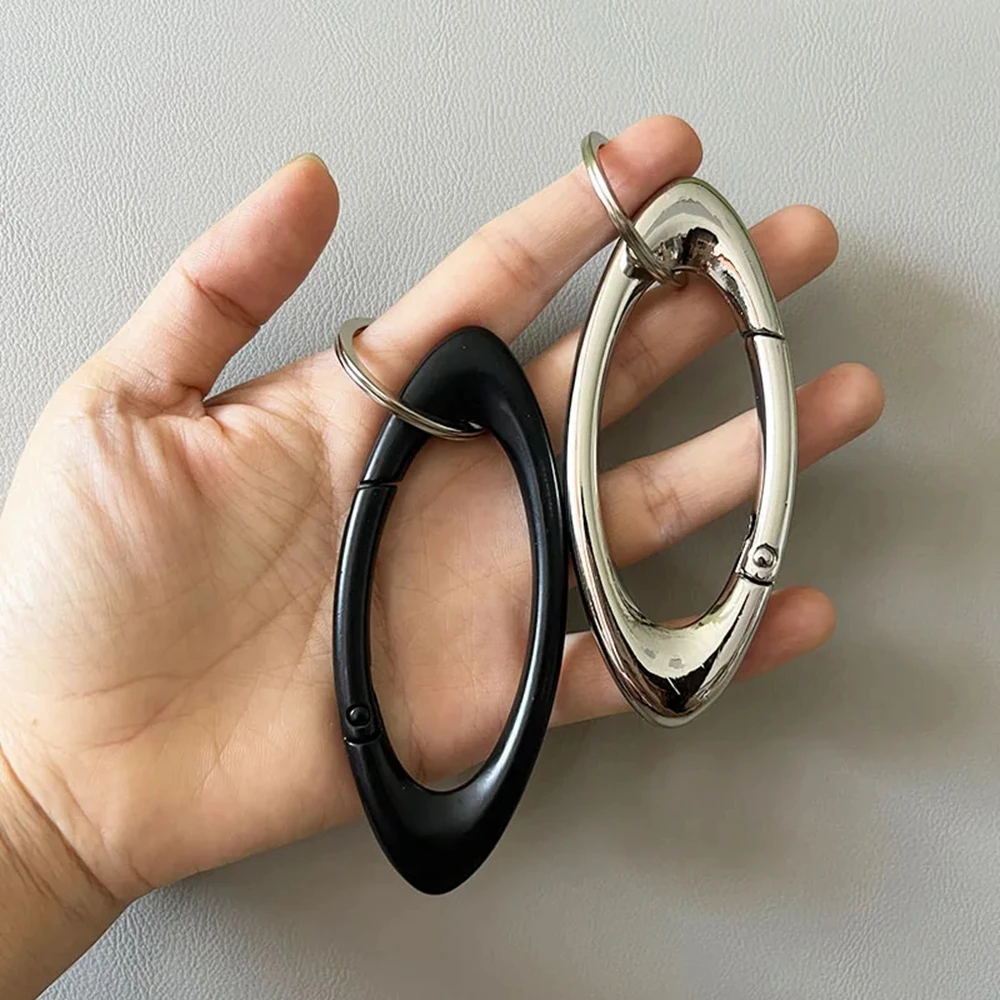 Rock-Oval-Solid-Belt-Buckle-Spring-Snap-Carabiner-Keychains-Hooks-Clip ...