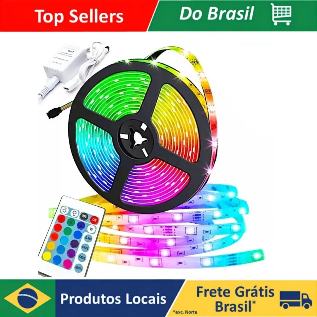 Fita Led Automotiva Rgb 5050 Com Controle Led Fio Da Luz